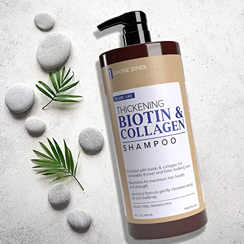 Joanne Jones Thickening Biotin & Collagen Shampoo, 960ml/32 fl oz, Noticeably Thicker and Fuller Looking Hair, Cruelty Free, Paraben Free