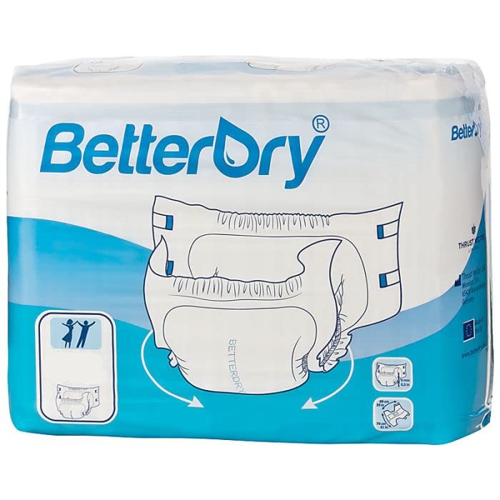 BetterDry Adult Diaper, Poly-Backed with a Thick Core Keeps You Dry All Day and Night, Comfortable and Full Range of Movement (Medium - 15 Count)