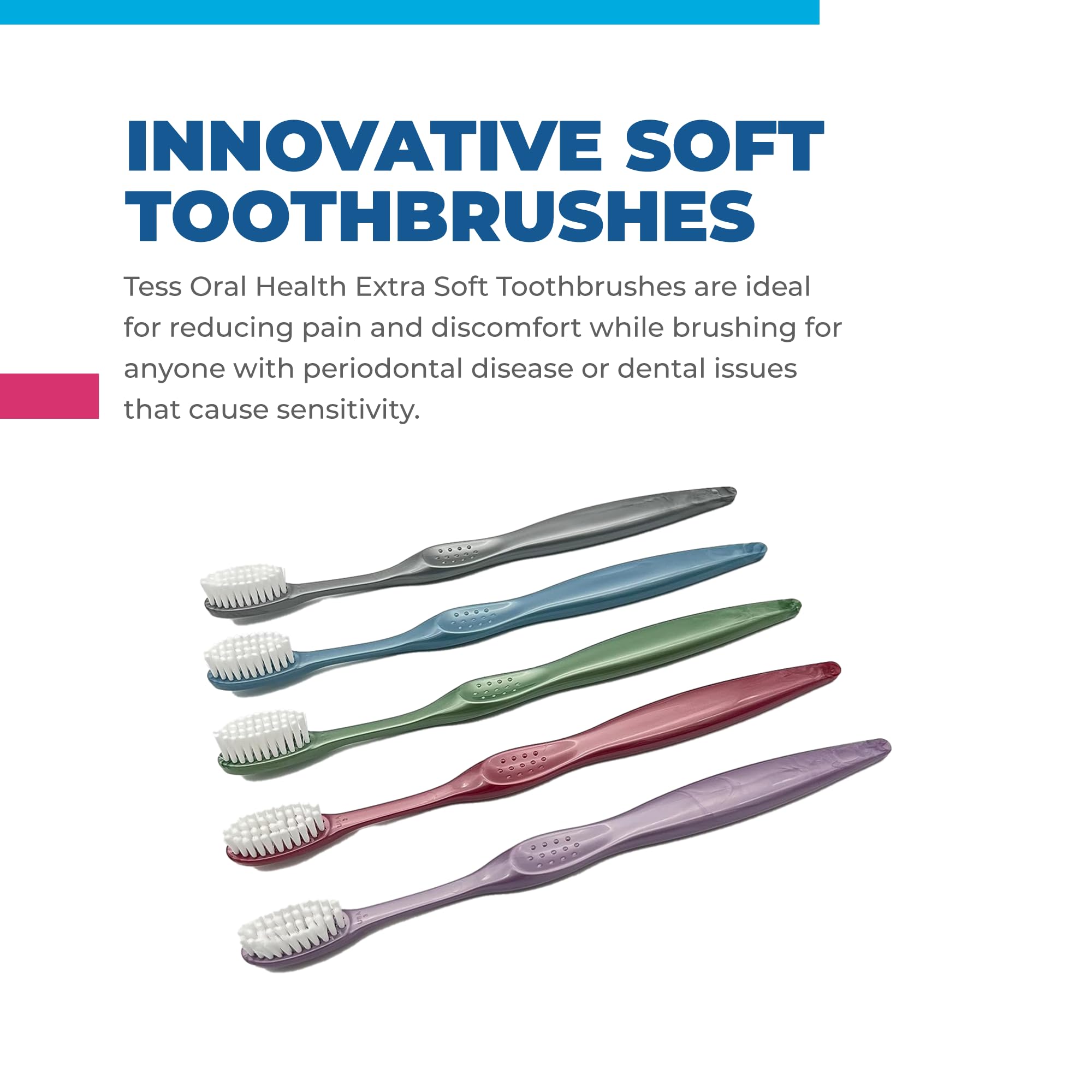 Tess Oral Health Extra Soft Toothbrush - Sensitive Teeth and Gums Extra Soft Bristle Toothbrushes (1 Dozen)