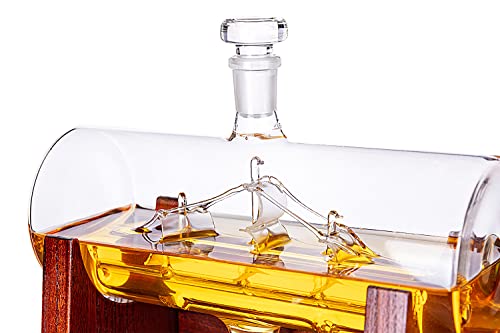 Jillmo Decanter, 1250ml Whiskey Decanter Set with 2 Whiskey Glasses, Great Bourbon Whiskey Gifts for Men