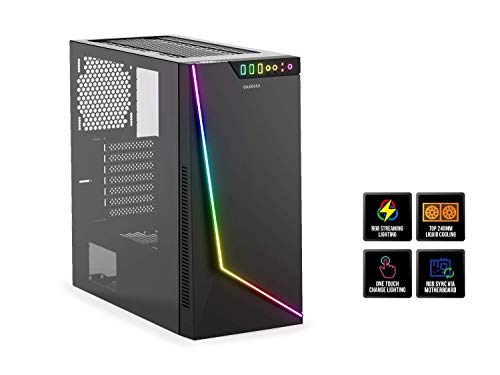 GAMDIAS Argus M1 Gaming E-ATX Mid-Tower PC Case, Left Tempered Glass with LED Strip on The Front, Sync MB, Black, (GD-Argus M1(EPE))