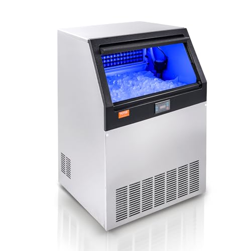 VEVOR Commercial Ice Maker, 200lbs/24H, Ice Maker Machine, 90 Ice Cubes in 12-15 Minutes, Freestanding Cabinet Ice Maker with 66lbs Storage Capacity LED Digital Display, for Bar Home Office Restaurant