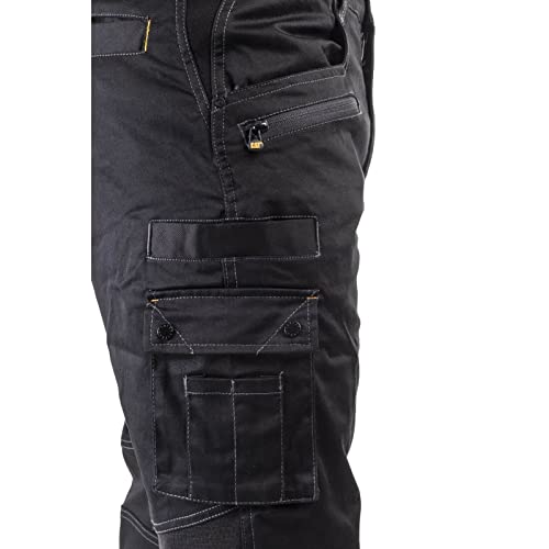 Caterpillar Men's Operator Flex Work Pants Featuring Stretch Fabric, Cargo Pocket, and Bootcut Leg Opening, Black, 34/32