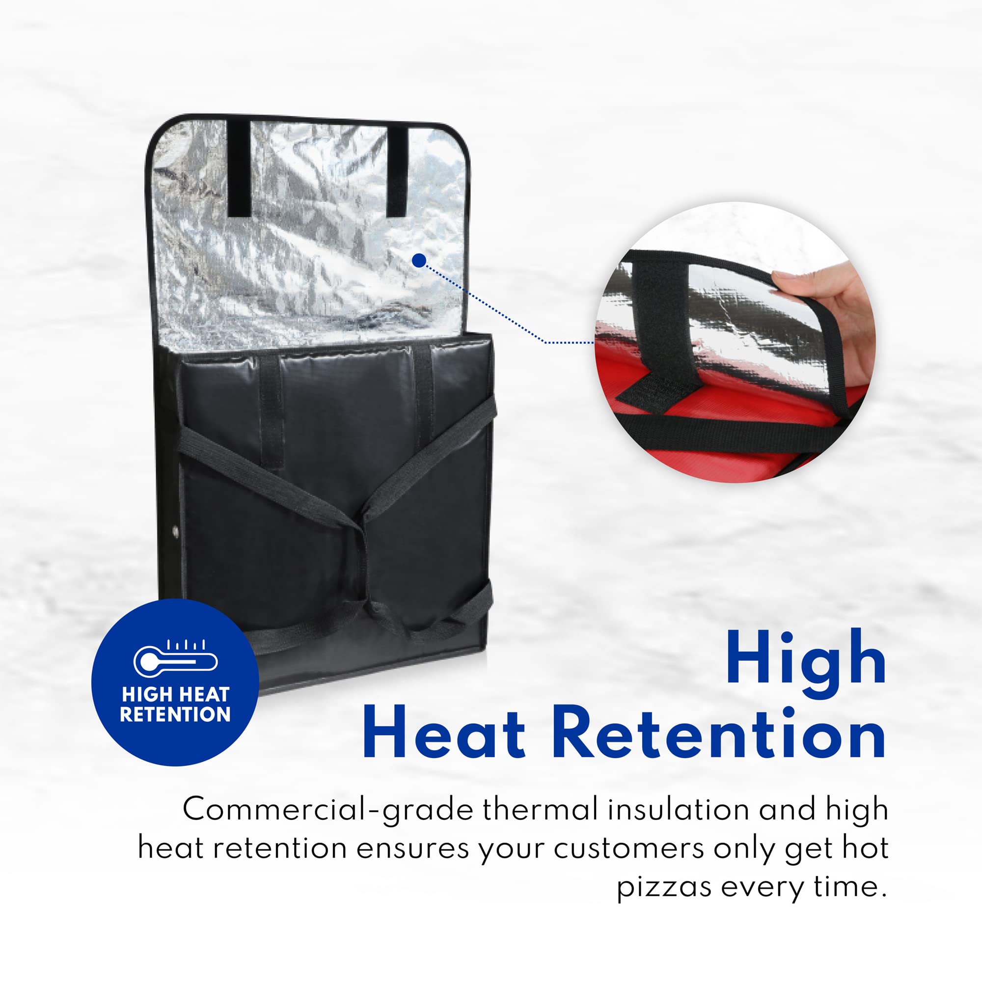New Star Foodservice 51148 Insulated Pizza Delivery Bag, 20" by 19" by 13", Black