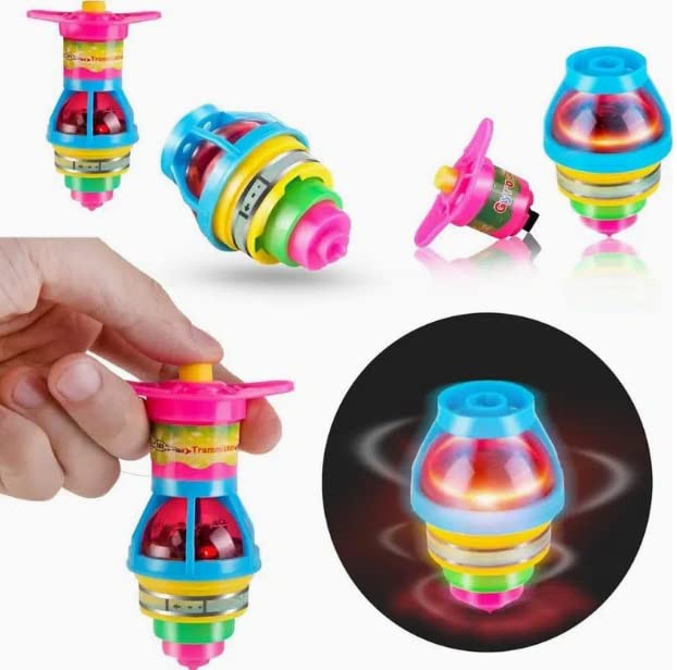 4pcs/Pack LED Light Up Flashing UFO Spinning Tops with Gyroscope Novelty Bulk Toys Party Favors