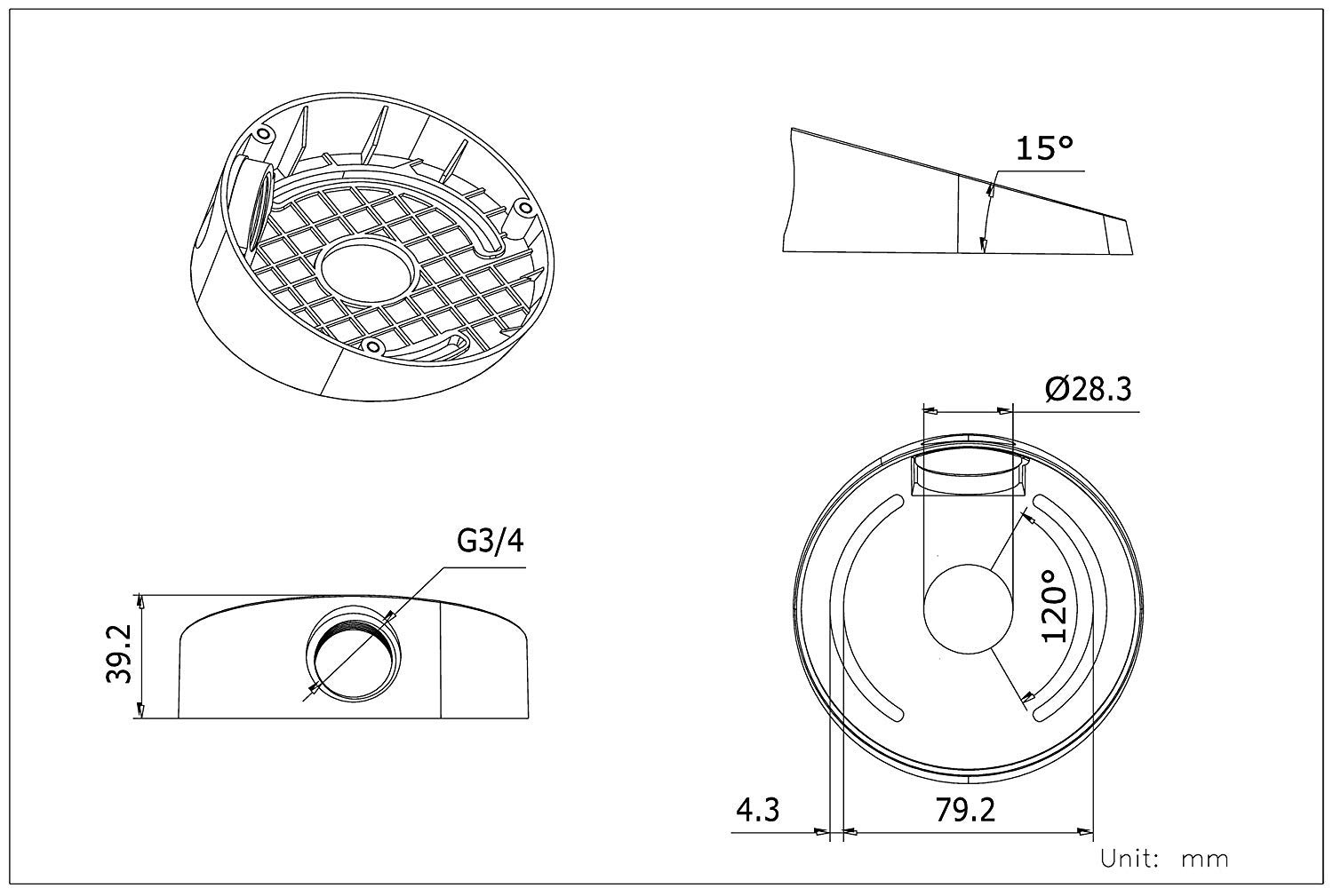 DS-1259ZJ AB110 Indoor Angled Ceiling Mount Bracket for Hikvision IP Dome Camera DS-2CD2132-I DS-2CD3112-I DS-2CD3132-I
