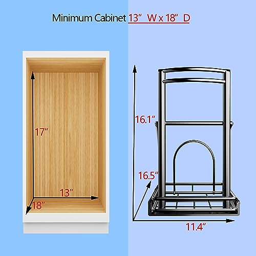 ANASTA Pull Out Trash Can Under Cabinet, in Cabinet Trash Can, Under Sink Counter Trash Can Pull Out, Requires 13" W X 18" D Cabinet Opening, Fits 7-10 Gallon 35QT Trash Can Not Included