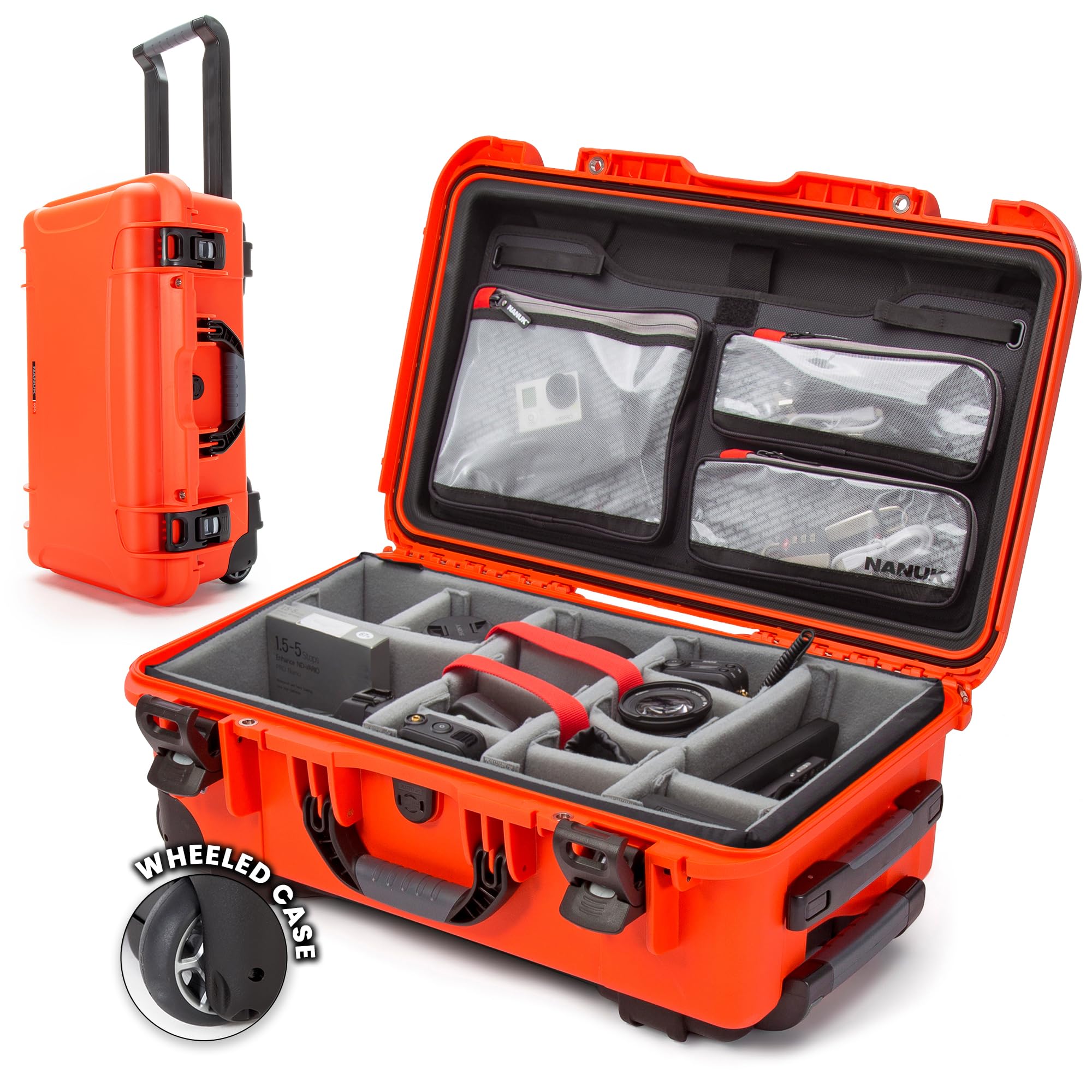 Nanuk Wheeled Series 935 Lightweight NK-7 Resin Waterproof Hard Case with Lid Organizer and Padded Dividers, Orange