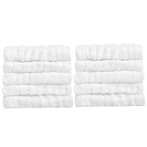 PPOGOO Baby Muslin Washcloths Natural Purified Cotton Baby Wipes Soft Newborn Baby Face Towel 10 Pack Multipurpose