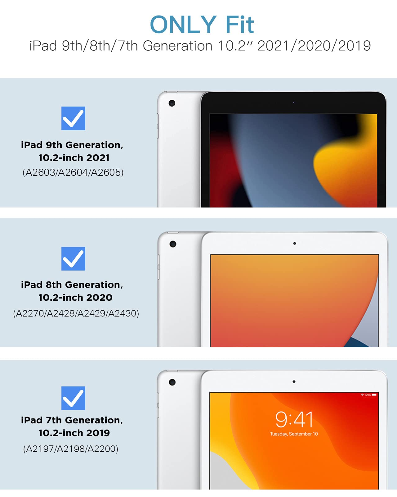 TiMOVO Case for New iPad 9th Generation 2021/8th Gen 2020/7th Gen 2019 (Compatible with Official Smart Cover) - Slim Translucent Frosted Back Shell Hard Case Fit iPad 10.2-inch - Clean Clear