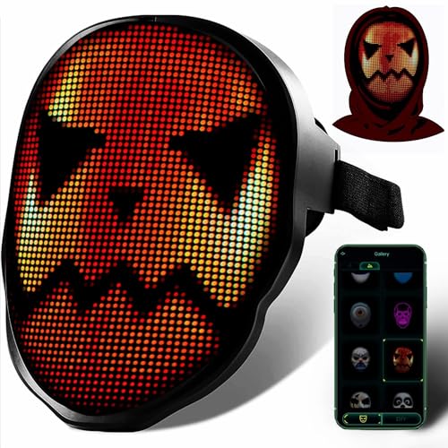 AINSKO LED Mask With Face Transforming-Light Up programmable mask,cool led mask,LED light up screen mask,led mad mask,Party Costumes Cosplay