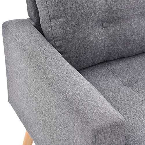 AC Pacific Shelby Mid Century Modern Living Room Tufted Sectional Set, LF, Pewter Grey