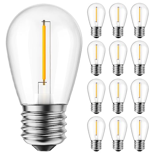 Brightown 25 Pack LED S14 Replacement Light Bulbs, Shatterproof E26 Medium Base Edison Vintage Bulbs Equivalent to 11 W, Fits for Commercial Outdoor Patio Garden Vintage Lights, 2700K, Warm White