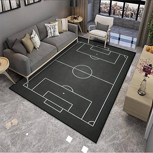 CAWIADFWJO Area Rug Soccer Field chalked Blackboard Football Stadium Board Painted Chalk Non-Slip Soft Carpet Floor Mat Indoor Multi 71inchx106inch