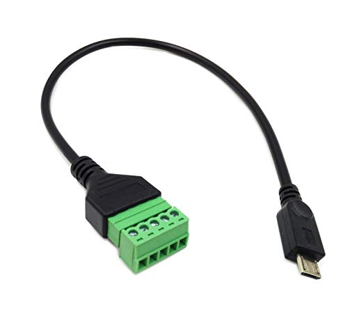 Poyiccot Micro USB Screw Terminal Block Connector, Micro USB Male to 5 Pin/Way Female Bolt Screw Shield terminals Pluggable Type Adapter Connector Cable 30cm(Micro USB Male)
