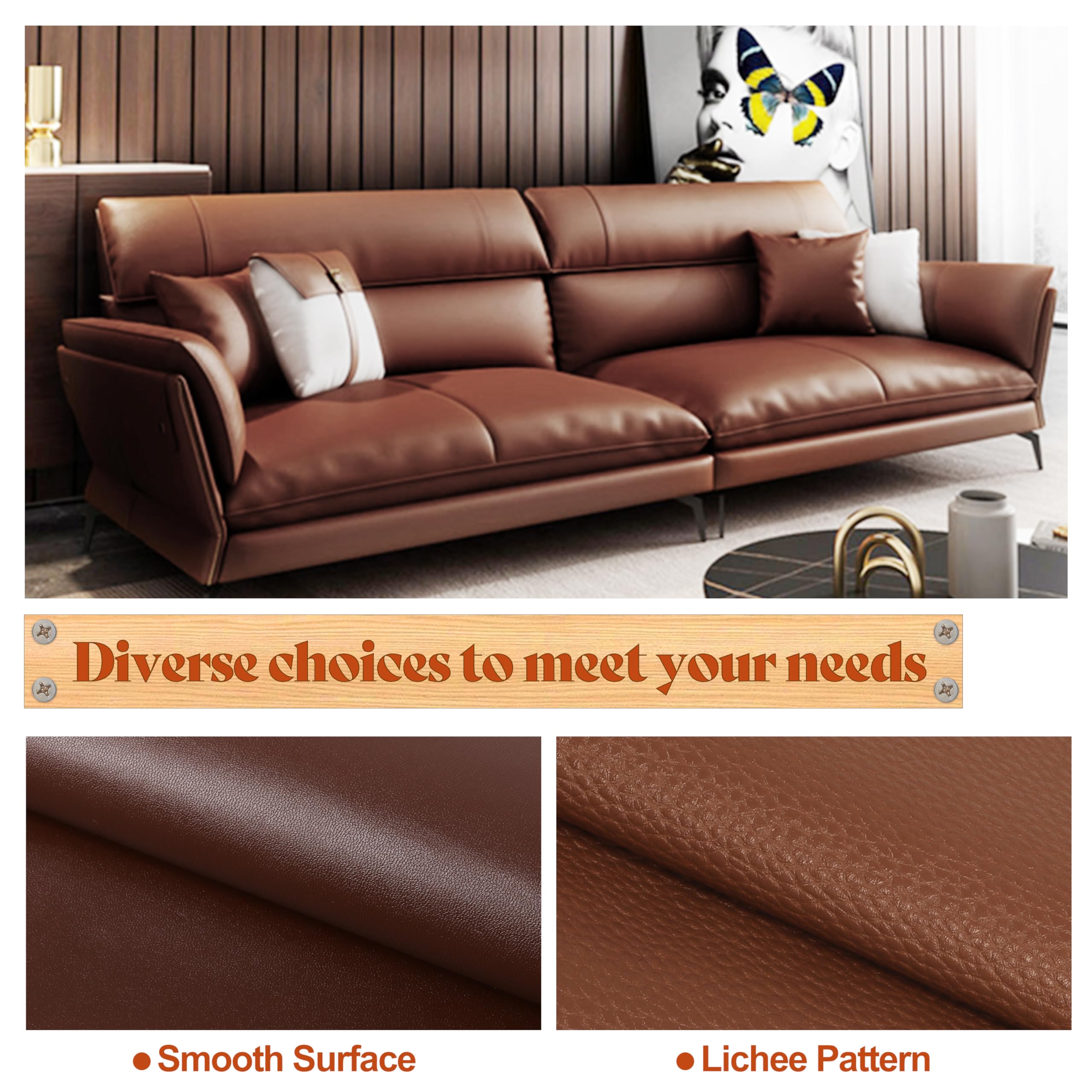 FUNCOLOR Black Faux Leather Upholstery: 54" x 36" Soft Synthetic PU Faux Leather by The Yards