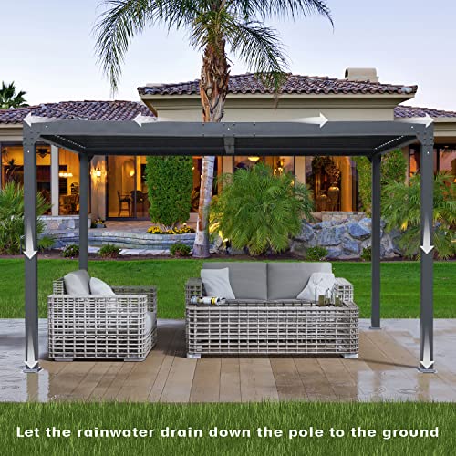 BPS Outdoor Louvered Pergola 10βx13β Aluminum Pergola Waterproof Gazebo Patio Sun Shade Shelter with 2 Adjustable Roof Panels for Patio, Garden, Backyard
