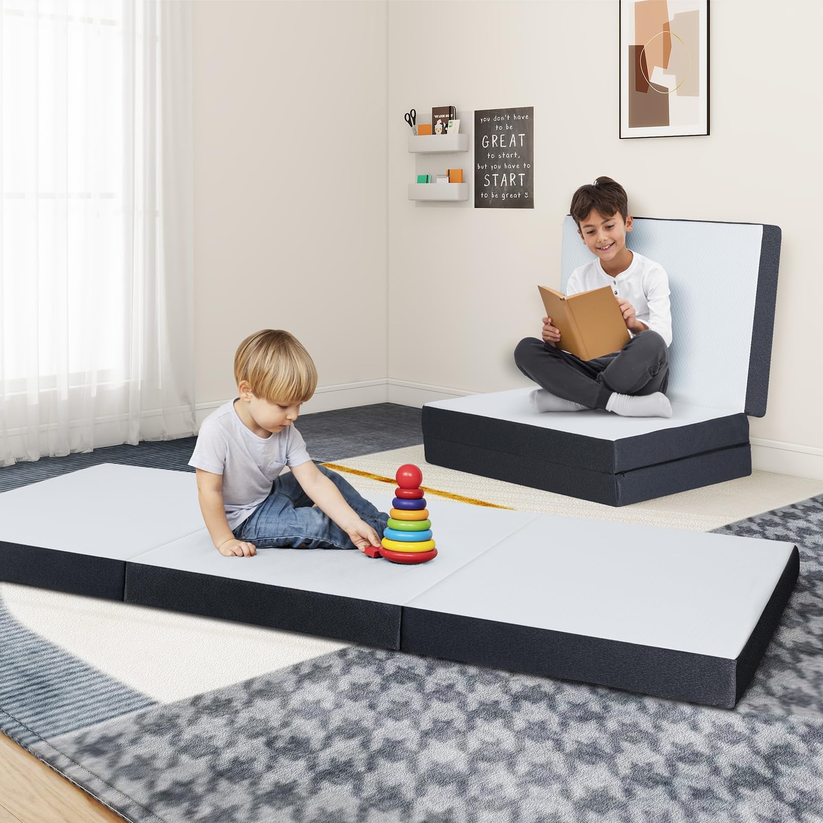 Airdown Tri-Fold Memory Foam Mattress, 3 inch Twin Folding Mattress with Washable Cover, Foldable Mattress Portable for RV Camping, Guest Mat, Easy Storage, 75"×38"×3"