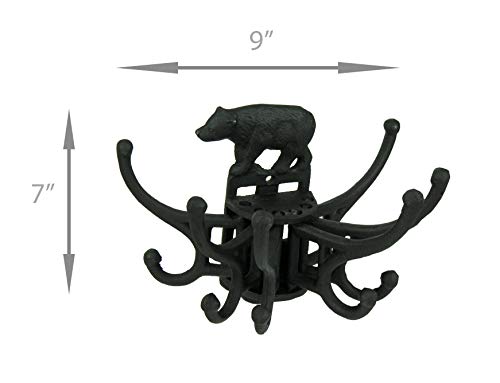 Black Cast Iron Rustic Bear Pivoting Wall Hook