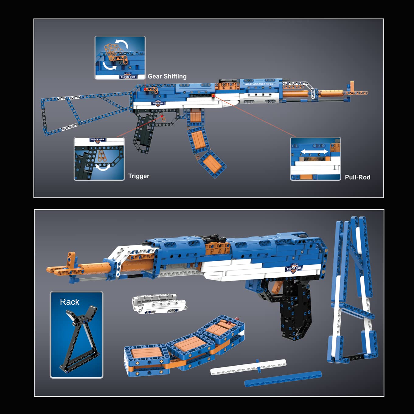 Bestoyz AK-47 Rifle Model Guns Building Blocks Toy Set, DIY Assemble Building Bricks Construction Toys, Educational Technical Engineering Building Kit, Gifts for Kids Teens Boys Aged 8 9 10 11 12+
