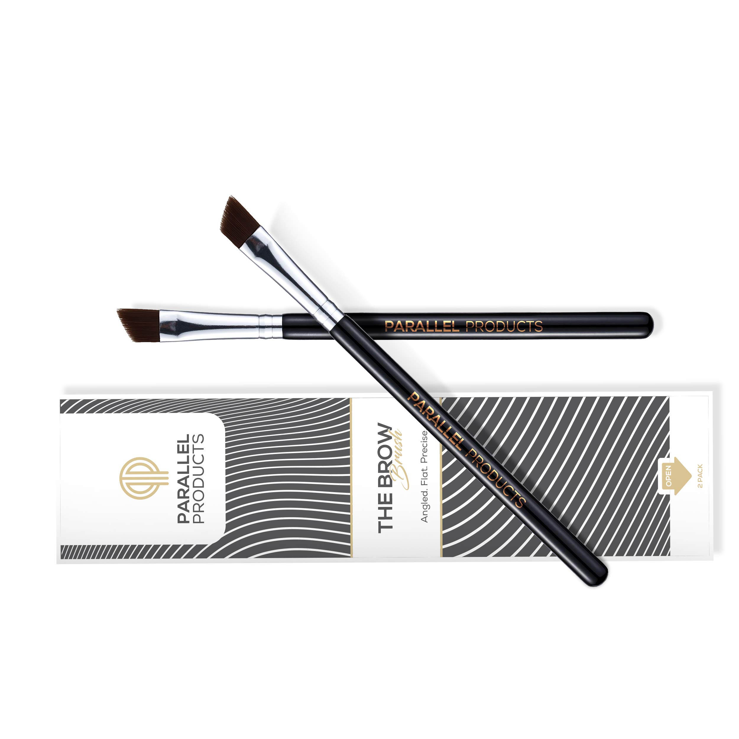 Parallel Products - The BROW Brush - (2 Pack) Premium Angled Eyebrow Brush for Powder, Henna, Cream, Tint, Makeup, Gel, Lamination and Wax
