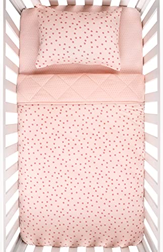 Ely's & Co. Baby Crib Bedding Sets for Girls β Perfect for Toddler Beds β 4 Piece Set Includes Crib Sheet, Quilted Blanket, Crib Skirt, and Baby Pillowcase β Pink Floral Design