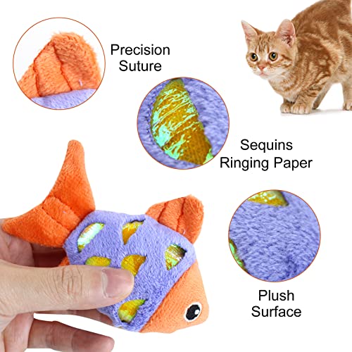 Andiker Cat Catnip Toys, 2pcs Small Cat Fish Toys with Crinkle Shine Ring Paper to Make Sound to Catch Your Cats Eyes and for Your Cats to Chew and Catch Interactive Cat Toys for indoor Cat (2pc)