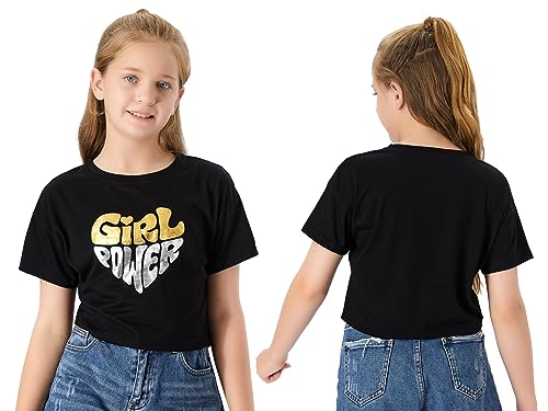 Black Girl Power Crop Top for Little & Big Girls - Cool Summer T-Shirt Clothes Tween Size 7/8