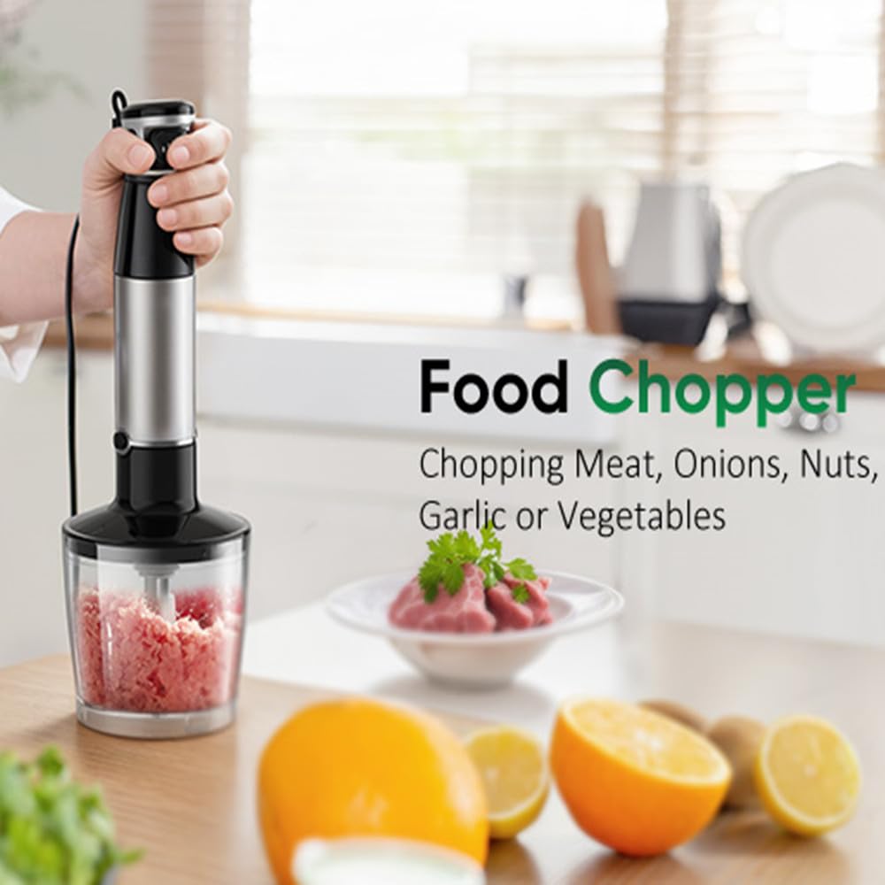 5 IN 1 Immersion Blender Handheld Set 1000W Heavy Duty Hand Blender with Milk Frother, Beaker, Whisk, Chopper Stick Blender Emulsifier for Soup, Smoothie, Puree