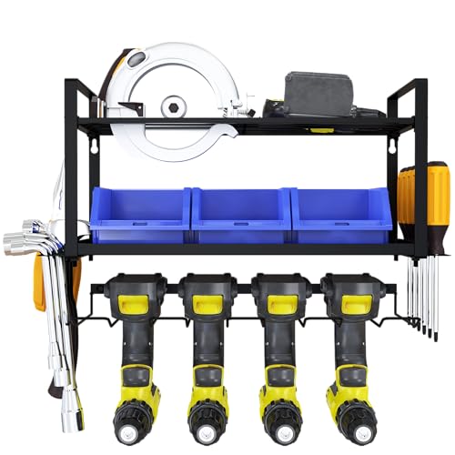 RMG Products Power Tool Organizer Wall Mount and Tool Storage Bins- Power Tool Storage Rack to Streamline Your Work Space - Tool Organizer Wall Mount with Durable Craftsmanship - 15.7” x 7.87” x 7.87”