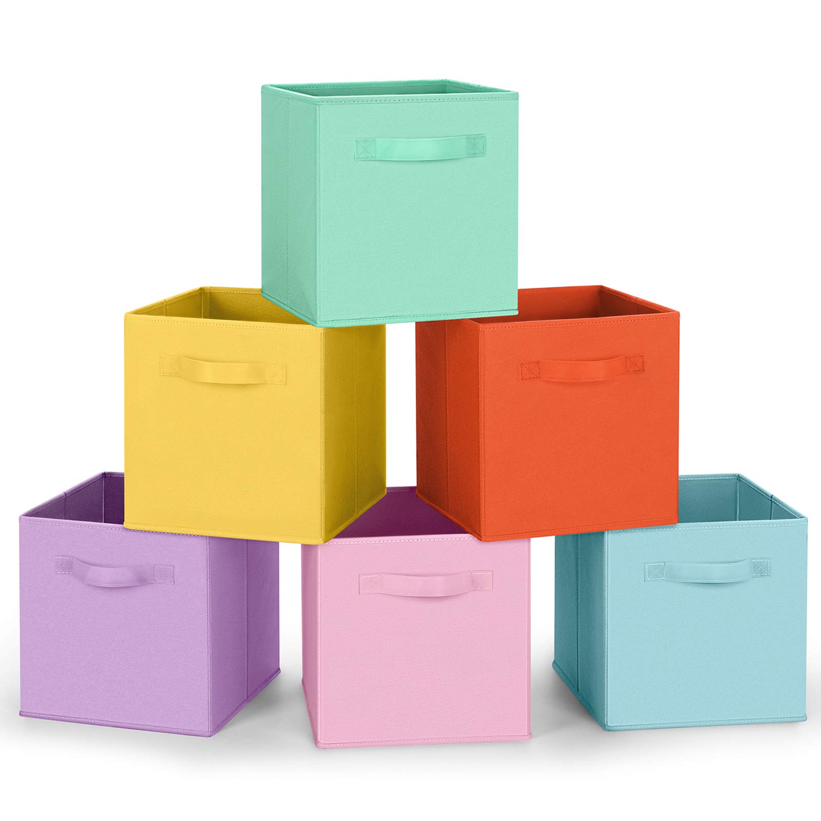 MaidMAX Cloth Storage Bin with Dual Handles for Home Closet Drawers Organizer Foldable 10.5Ć11 inches, Set of 6, 6 Colors