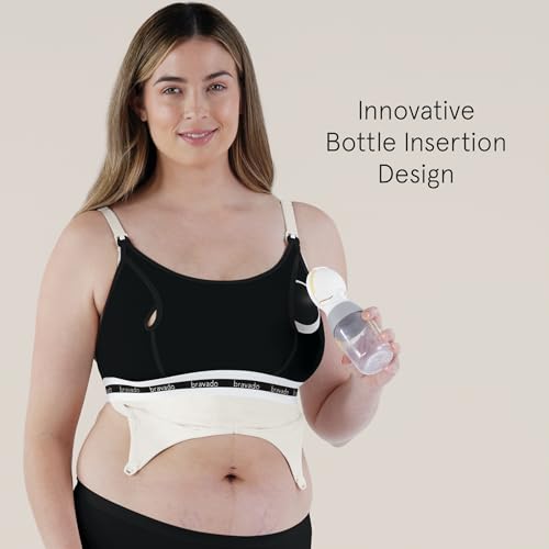 Bravado Designs Women’s Pumping Bra Hands Free | Clip and Pump | Pumping Accessory | Black | M