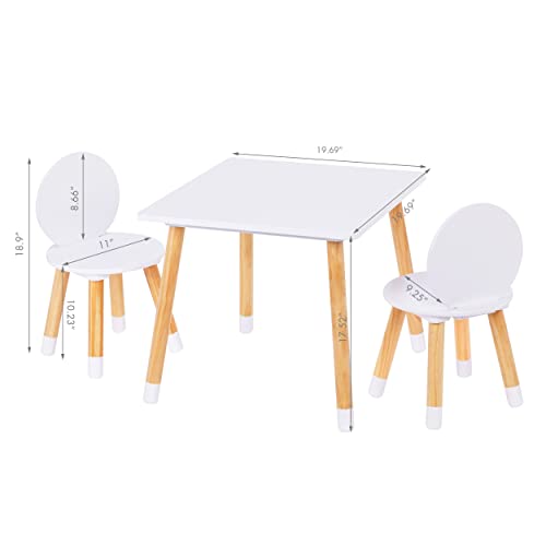 UTEX Kids Table with 2 Chairs Set for Toddlers, Boys, Girls, 3 Piece Kiddy Table and Chairs Set, White