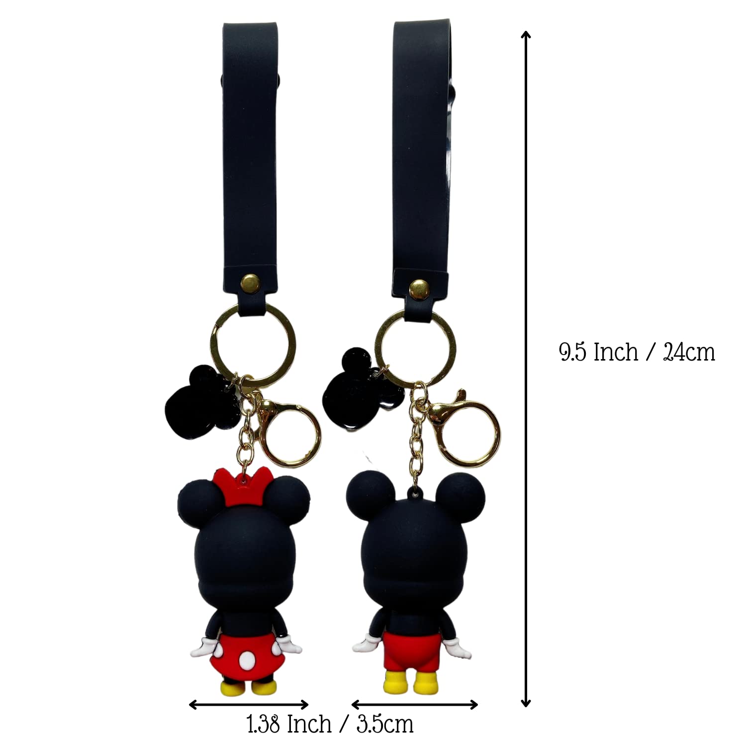 4 pc Mouse Keychain Keyring Car Keychains Cute Little Bling Charms Souvenir Collectibles Characters Bulk gift accessories (B)