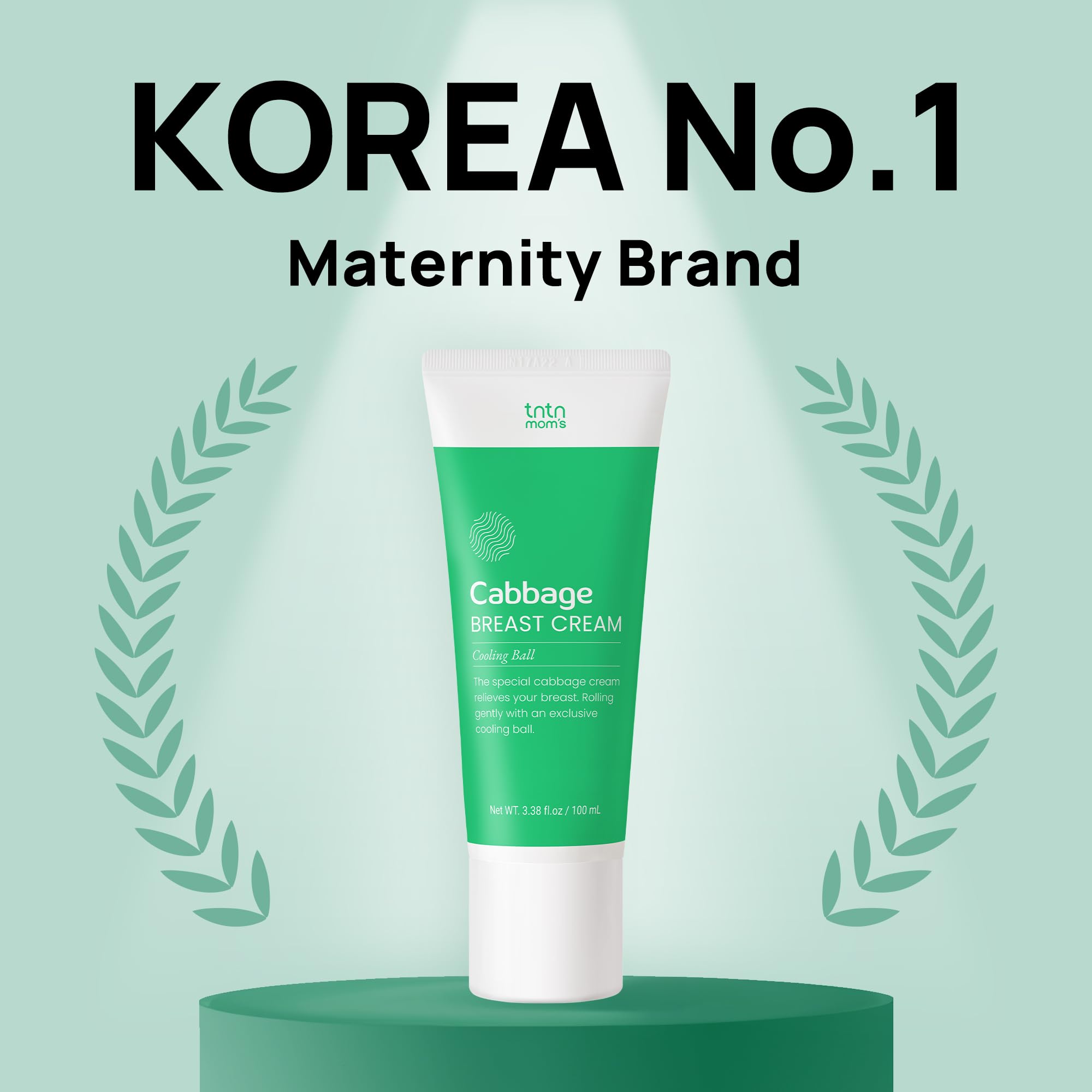 tntnmom's Cabbage Breast Cream 3.38 Oz with Special Cooling Ball applicator | For Engorgement, Mastitis, Stop Lactation | Trusted by Korea Mother, Breastfeeding Essencial