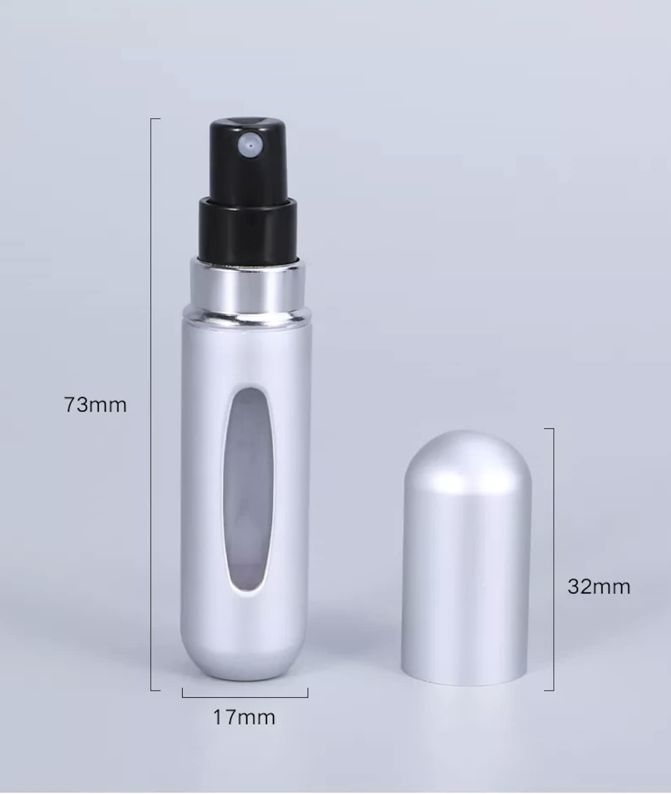 5 Pieces Portable 5ml Refillable Mini Perfume Atomiser Bottles, Easy to Fill-Underfill Empty Small Perfume Spray Atomizer multicolor. (Rainbow: Red, Rose Red, Bright Gold, Green, Bright Blue)