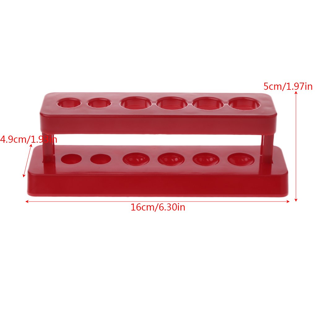 Plastic Test Tube Rack,1pc Test Tube Holder 6 Holes Laboratory Test Tube Rack Holder Red Stand Burette Stand Shelf for Test Tubes