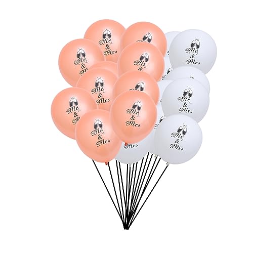 Abaodam 40 pcs Kit for Decor White Rose Ballons & Garland Decoration Latex Engagement Mrs To Mr Printed Gold Letters Day Valentines Letter Decorative Balloons Wedding and Party
