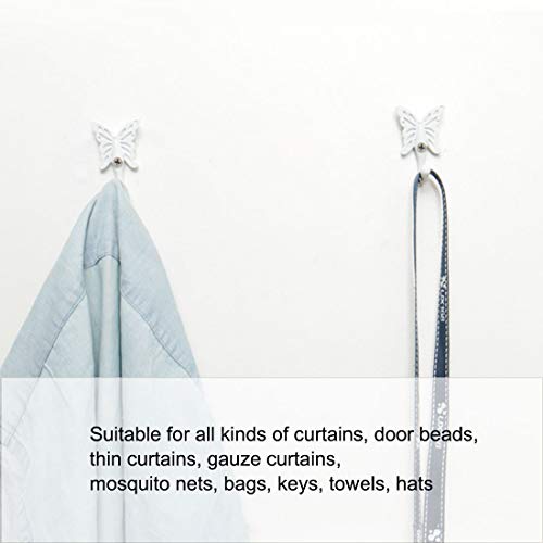 uxcell 6pcs Wall Mounted Robe Hook Zinc Alloy Butterfly Shaped DIY Hooks Coat Towel Wall Clasp Bathroom Hanger with Screws White