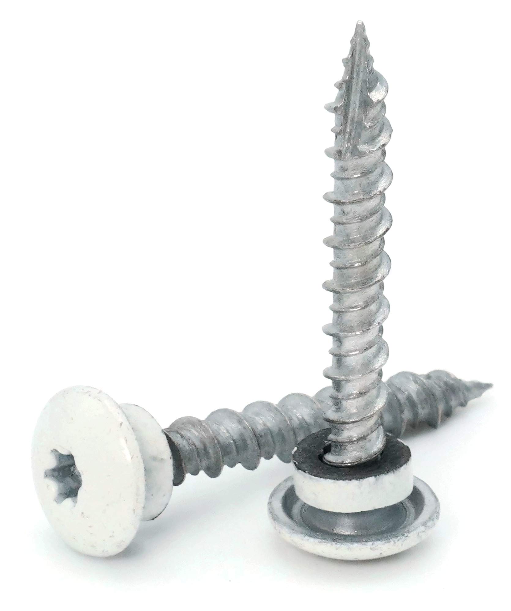 Low Profile Mechanical Galvanized Roofing Screws White Finish - #10 x 1" Qty 250