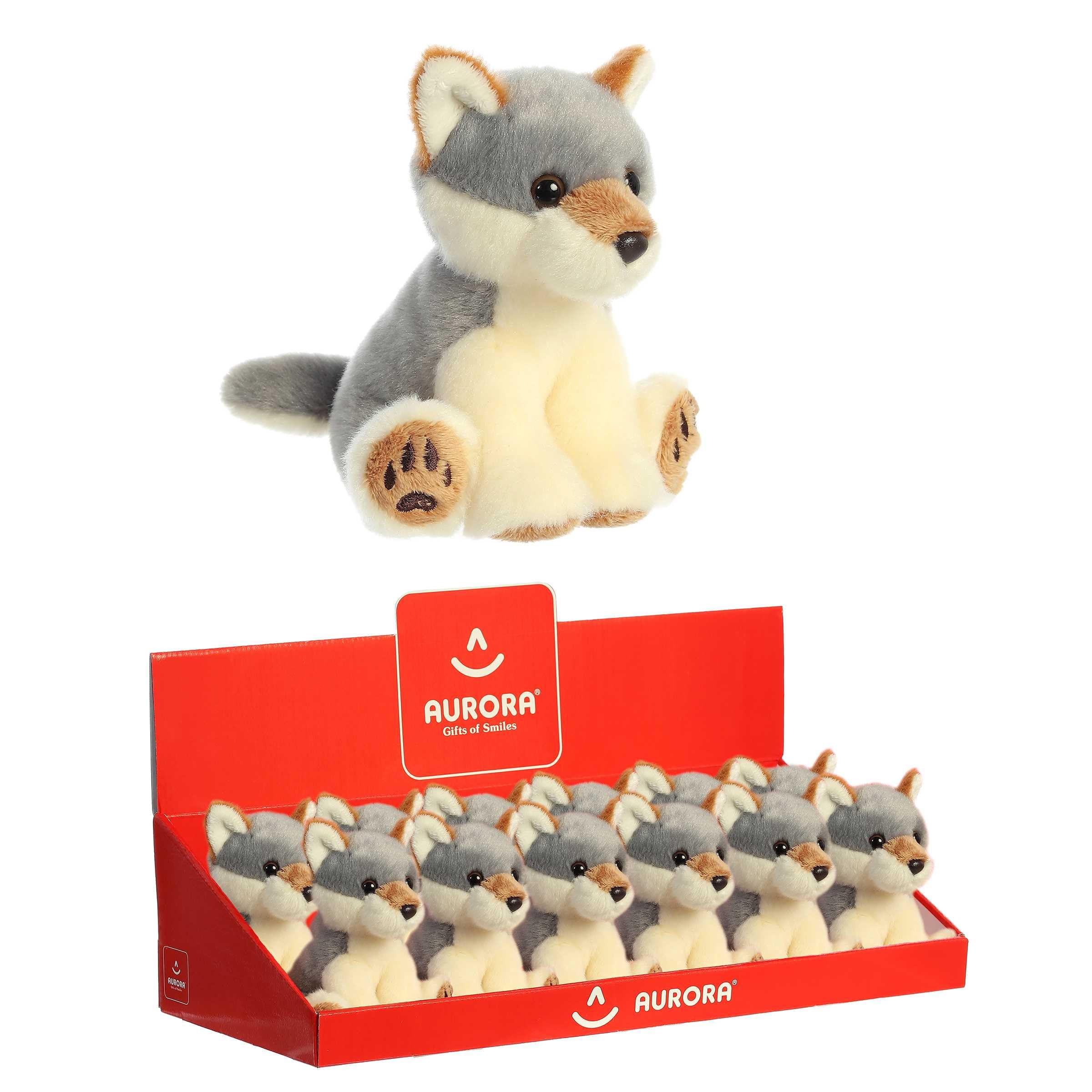 Aurora® Snuggly Lil Wiley™ Wolf Stuffed Animal - Comforting Companion - Imaginative Play - Gray 5 Inches