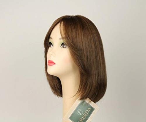 Freeda European human hair wig - Liberty Light Brown with Blended Lowlights and Highlights Skin Top Size S