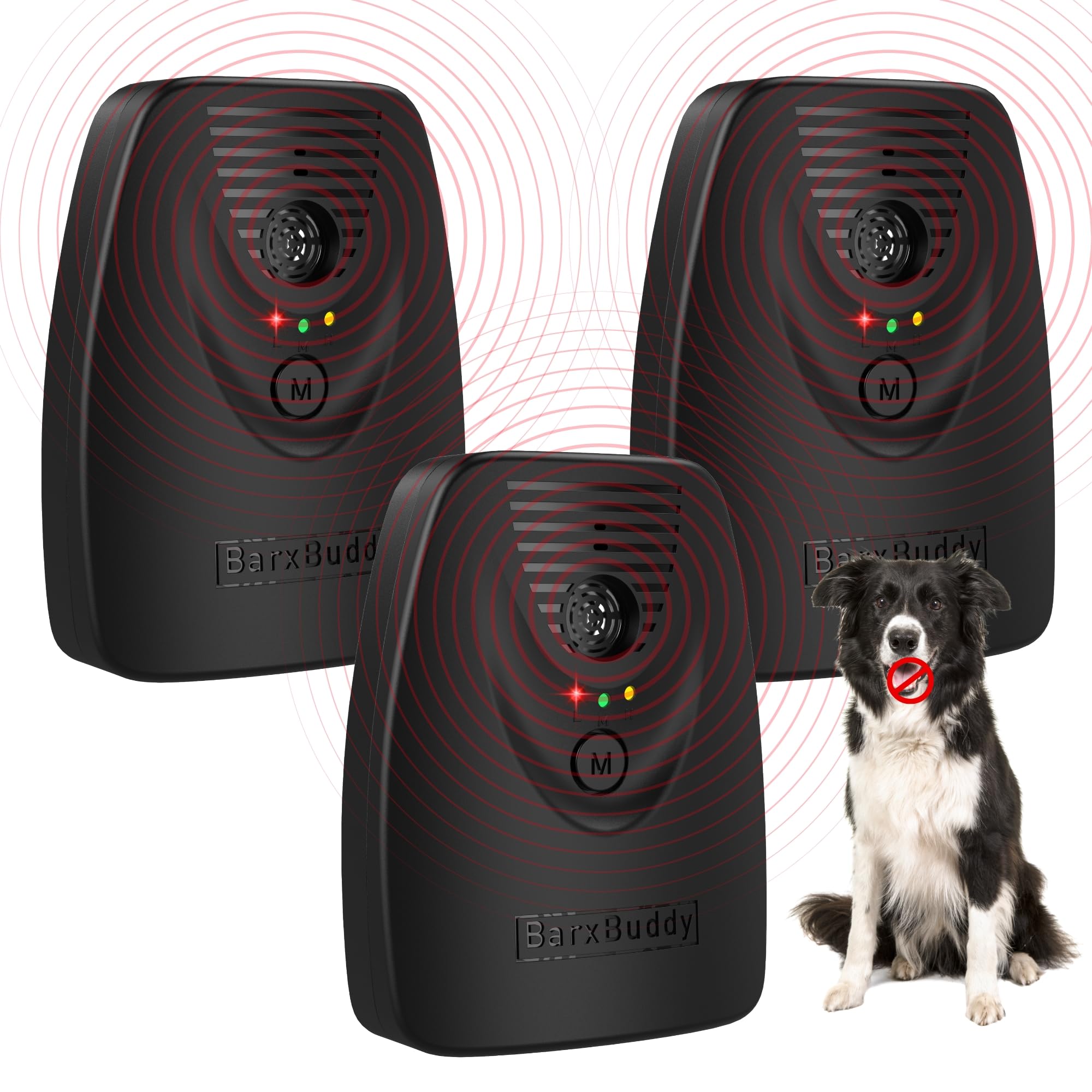 BarxBuddy [3-Pack] BarkShield Home Anti Barking Device, 66ft Long Range Ultrasonic, Waterproof Dog Bark Deterrent Box for Indoor/Outdoor Use, Safe Bark Collar Alternative Dog Training & Behavior Aid