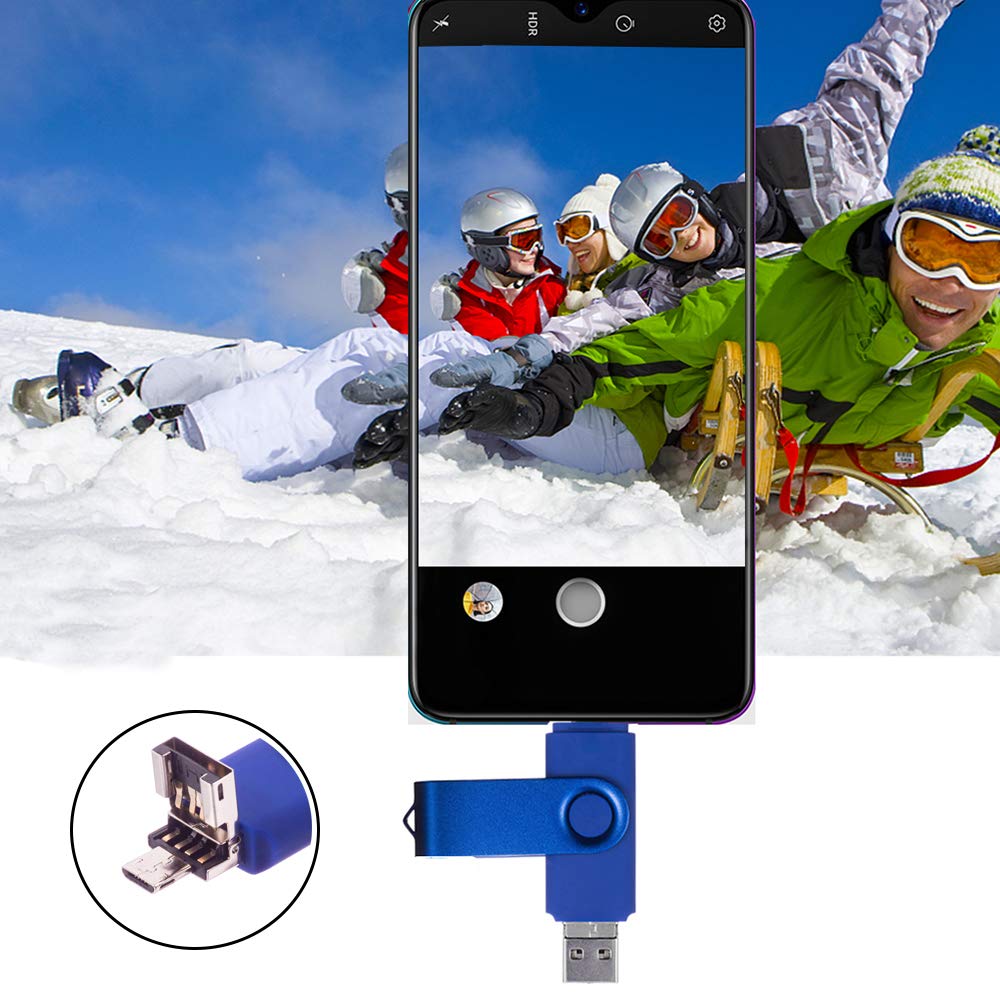 64GB Photo Stick, EASTBULL Android Flash Drive 3 in 1 USB Picture Keeper Memory Stick for Android/Type-C/Smartphone/Mac/PC/Laptop (Blue)