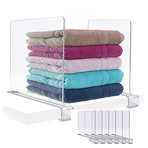 Maxoli – Pack of 6 Clear Acrylic Shelf Dividers, Closets Shelf and Closet Separator for Organization in Bedroom, Kitchen and Office Shelves Plastic Shelve Divider for Closet Organizer.