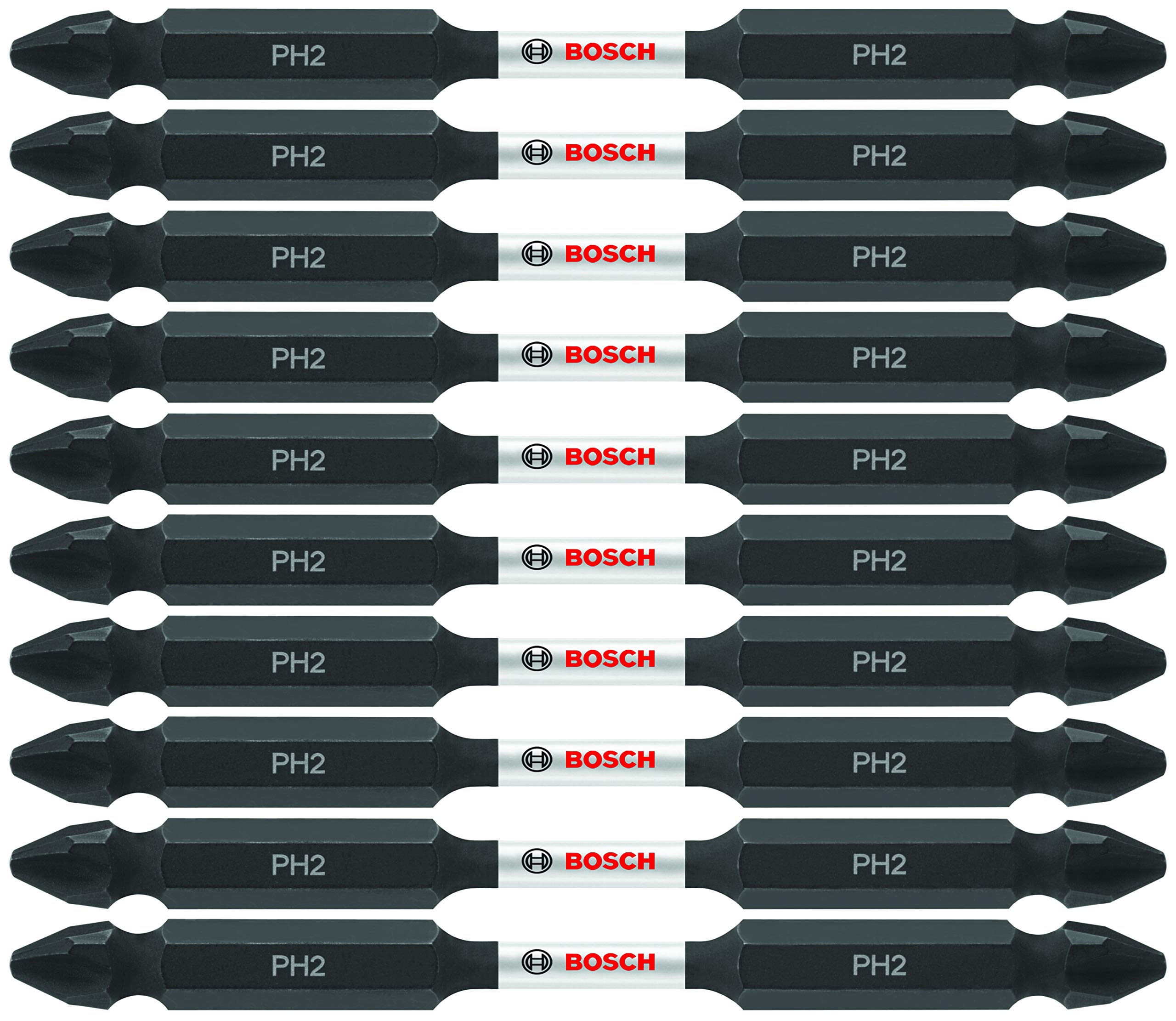 BOSCH ITDEPH235B 10-Pack 3-1/2 In. Phillips #2 Impact Tough Double-Ended Screwdriving Bits