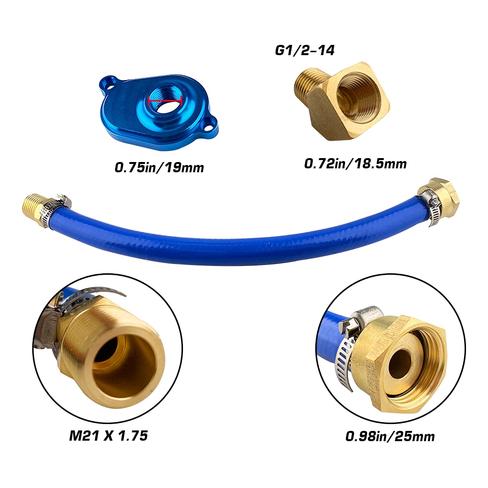 6.0L Powerstroke Oil Cooler Flush Kit,Blue Anodize Adapter Flush Adapter for Ford 2003 2004 2005 2006 2007 2008 2009 2010 Diesel