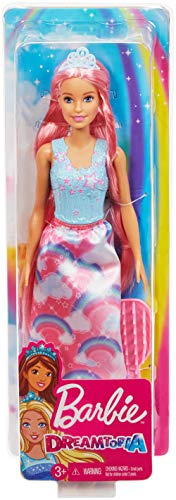 Barbie Dreamtopia, Rainbow Princess Doll with Extra-Long Pink Hair, Plus Hairbrush, for 3 to 7 Year Olds