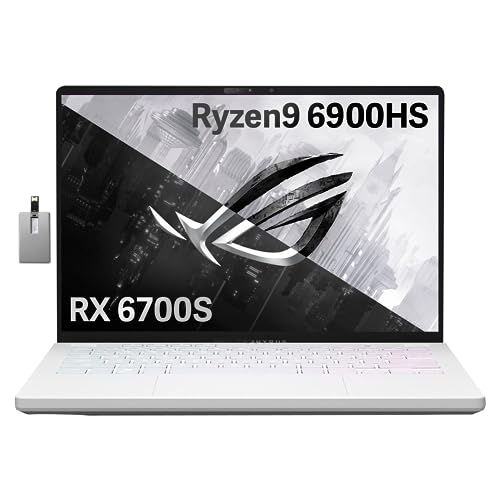 ASUS 2022 ROG Zephyrus 14" WQXGA 120Hz Gaming Laptop, AMD Ryzen-9 6900HS, 16GB DDR5 RAM, 1TB PCIe SSD, RGB Backlit Keyboard, AMD Radeon RX 6700S, Win 11, White, 32GB SnowBell USB Card
