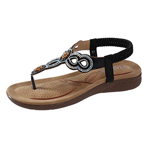 Black Women Wedges Leisure Casual Breathable Shoes Women's Slippers Fashion Womens Black Wedge Sandals Size 10(11G-Black,6.5)